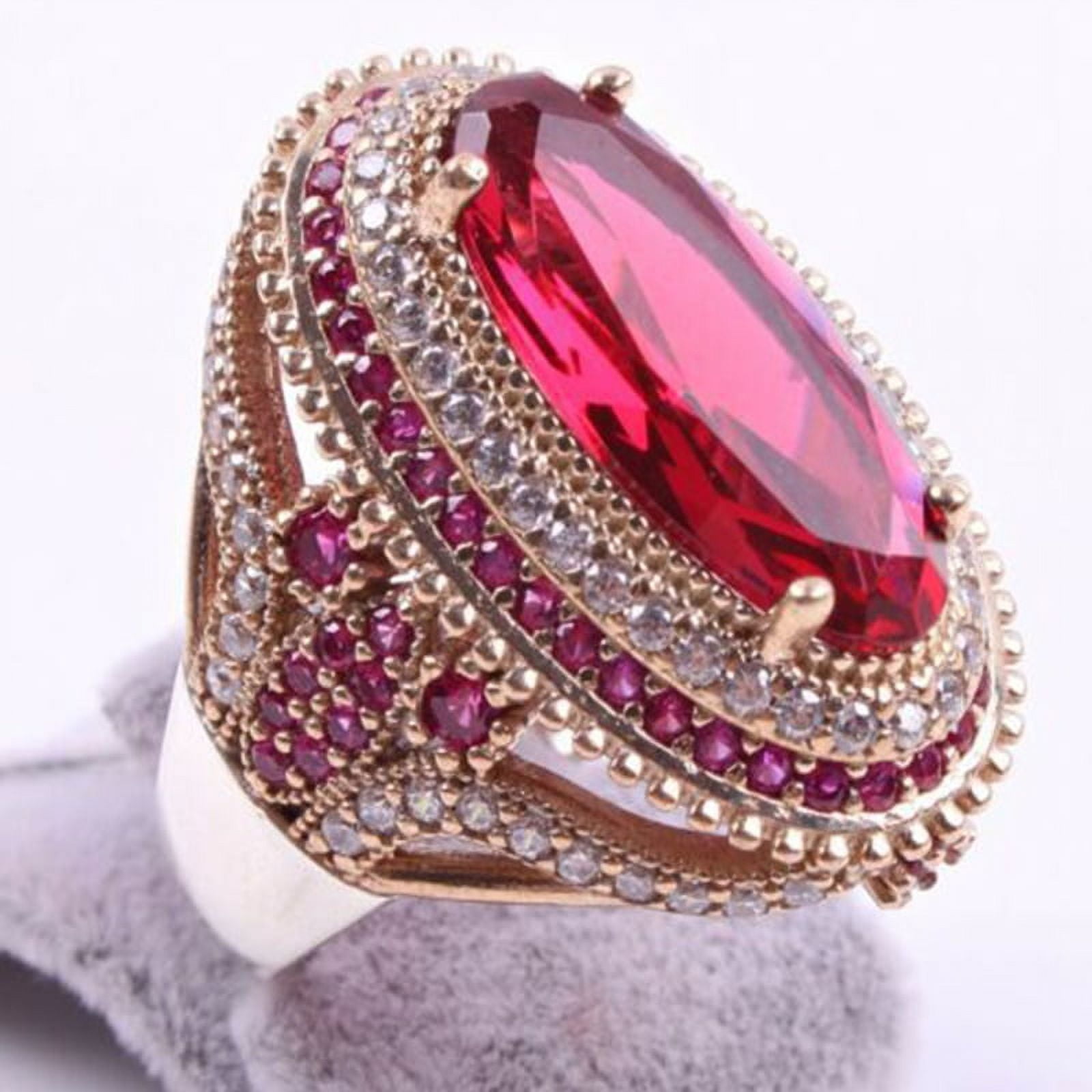 Women's Luxury Double Color Red Topaz Exaggerated Ring - Walmart.com