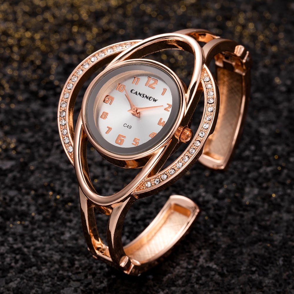 Women's Luxury Gold Bracelet Watch - Unique Orbit Design with Crystal ...
