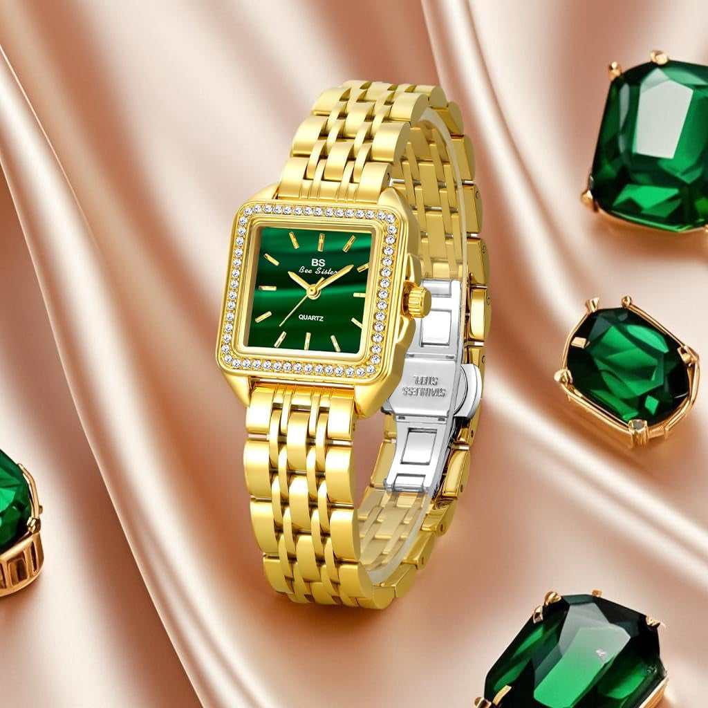 Women's Luxury Square Quartz Watch Retro Analog Watch Gold and Silver ...