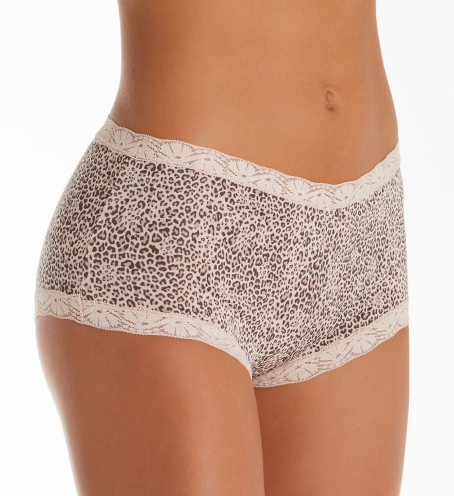 Women's Maidenform 40760 Classics Microfiber and Lace Boyshort Panty (ClassicLeopardSandshel 6 ...