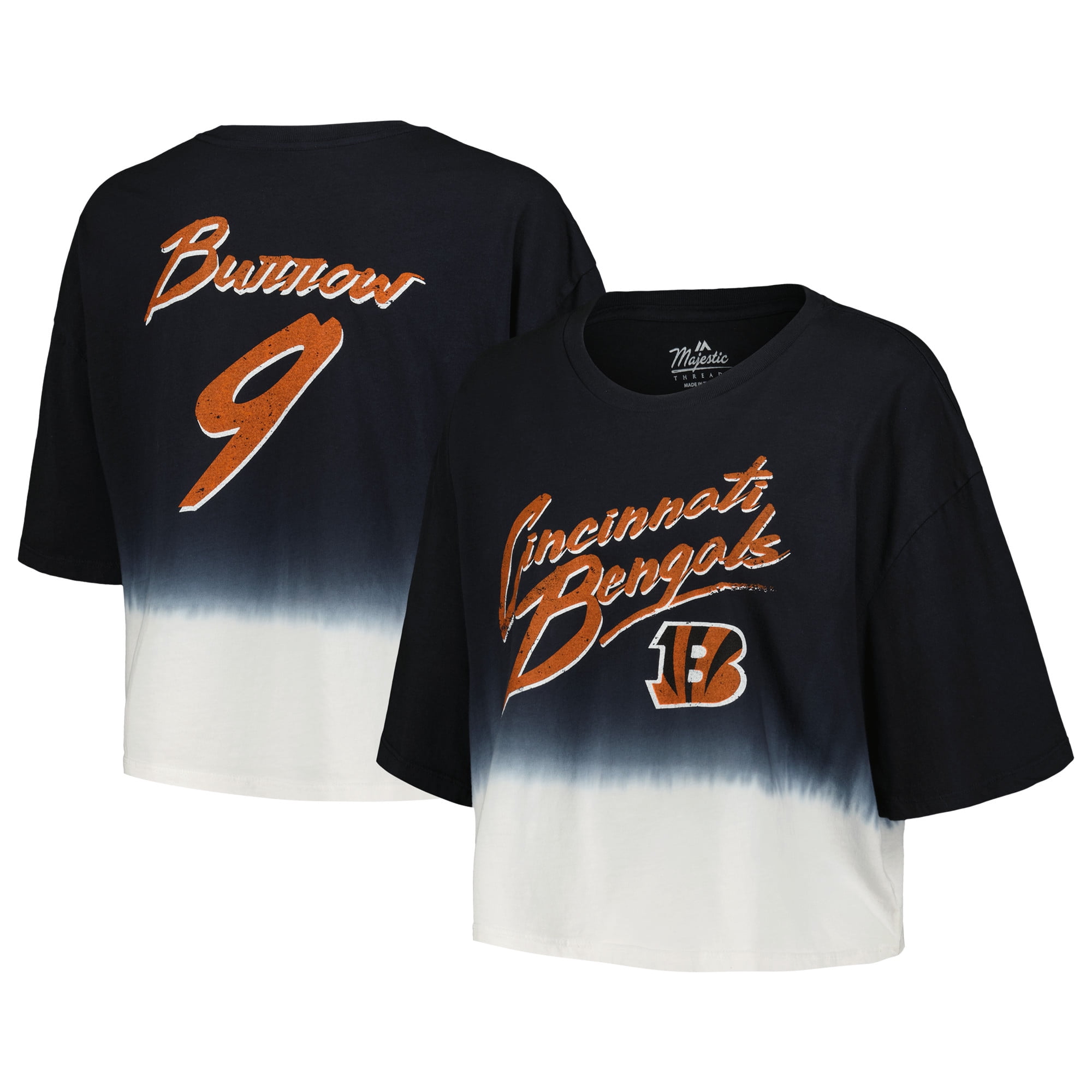 Women's Majestic Threads Joe Burrow Black/White Cincinnati Bengals Dip ...