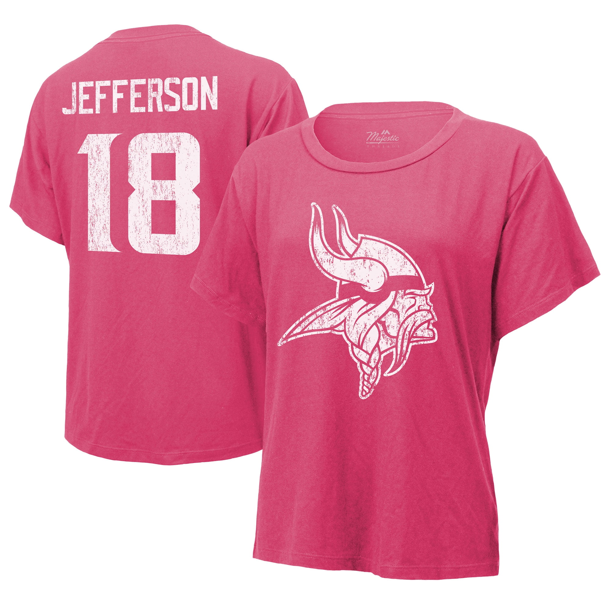 Women's Majestic Threads Justin Jefferson Pink Minnesota Vikings Name ...