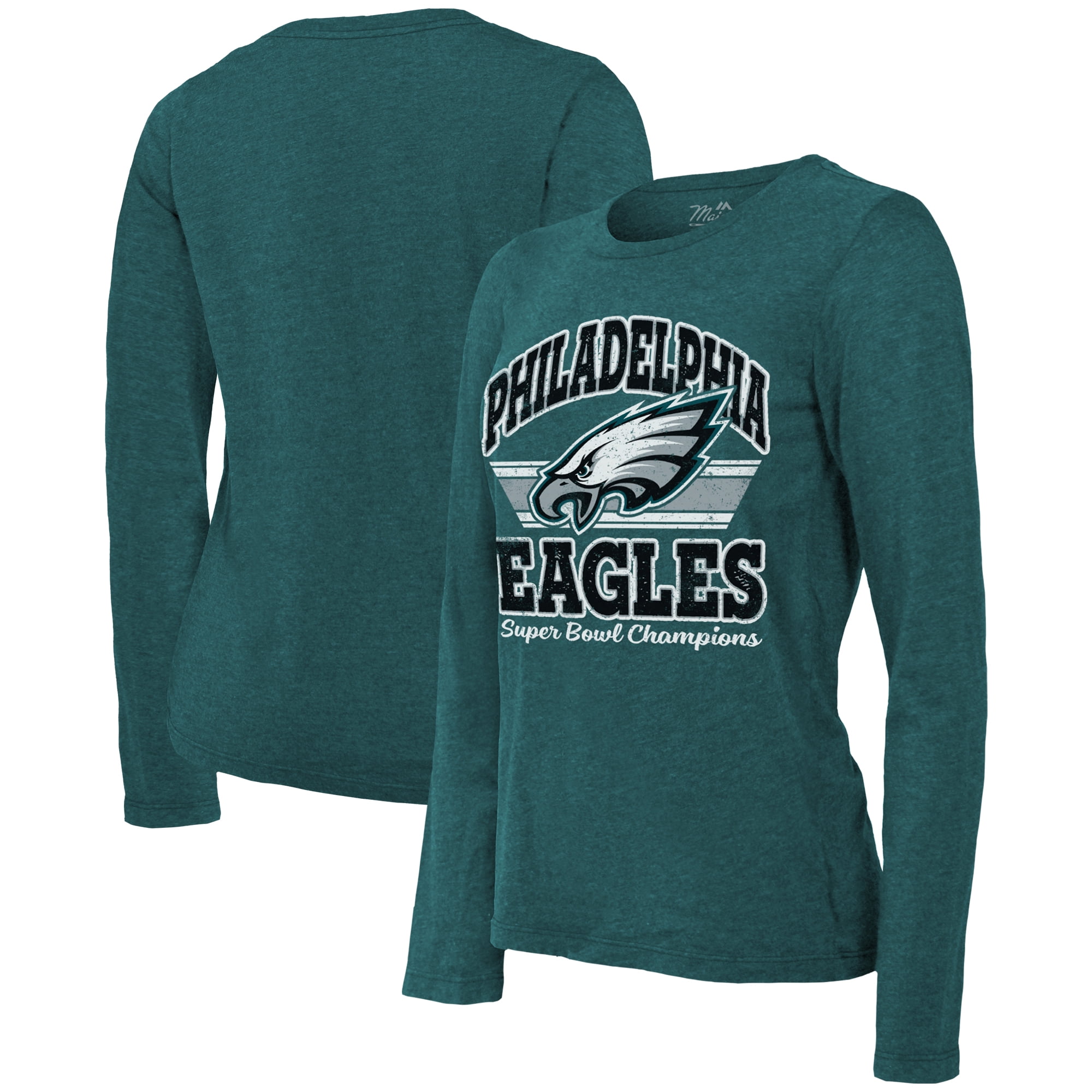 Women's Majestic Threads Midnight Green Philadelphia Eagles Super Bowl LIX Champions Coffin ...