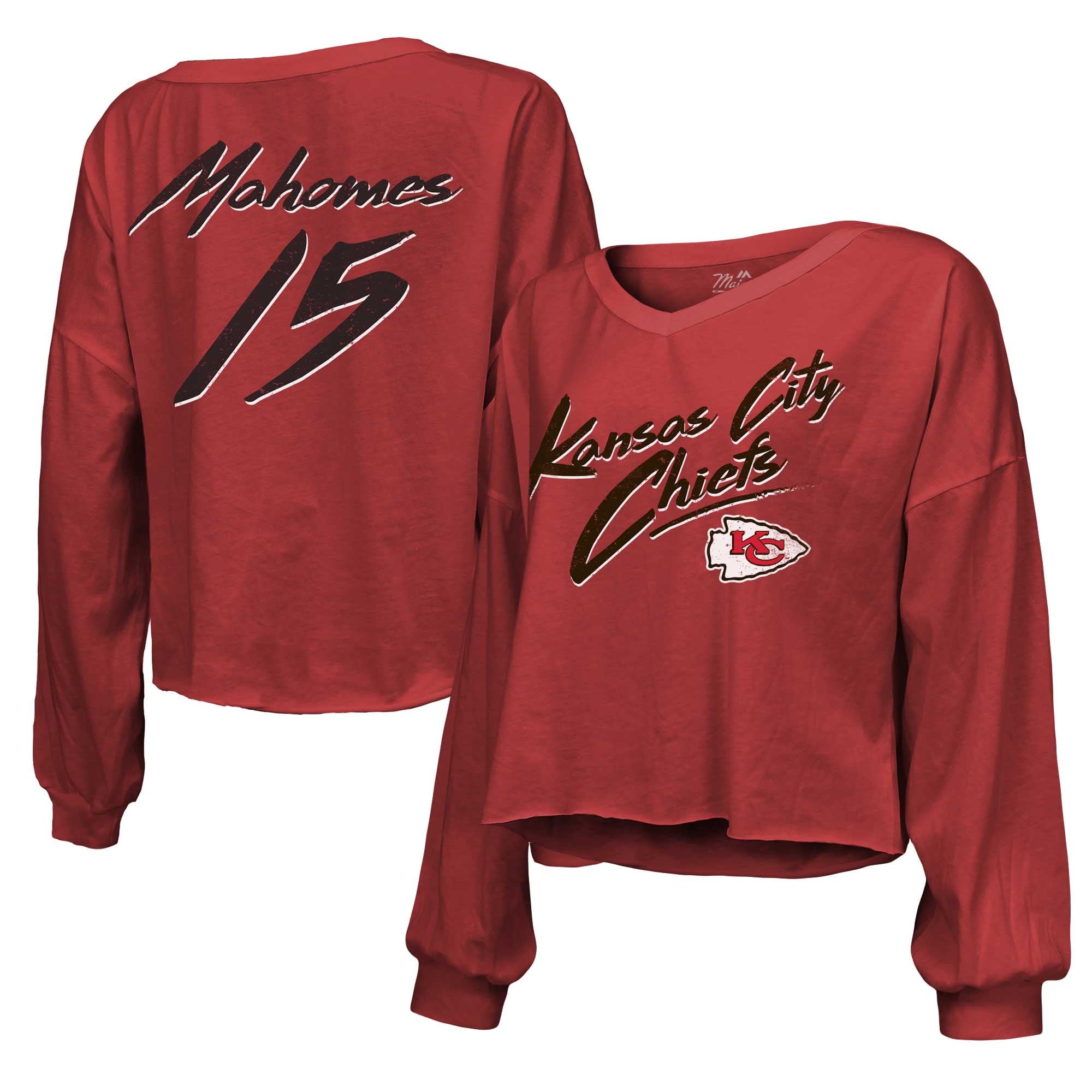 Women's Majestic Threads Patrick Mahomes Red Kansas City Chiefs Name ...