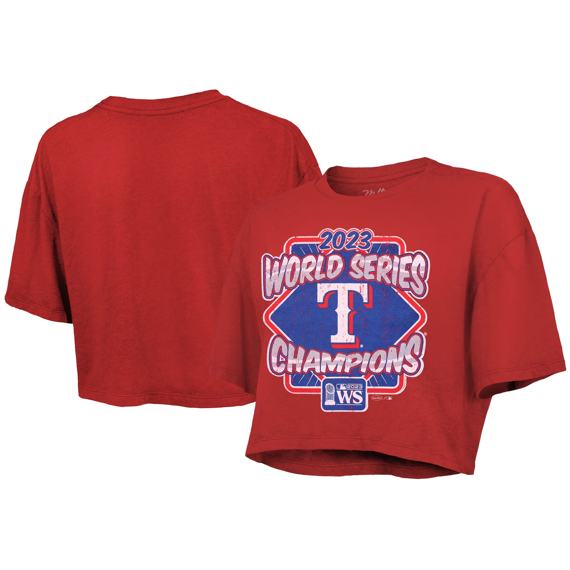 Women's Majestic Threads Red Texas Rangers 2023 World Series Champions ...