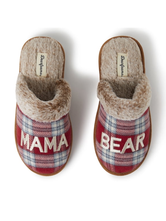 Dearfoams Cozy Comfort Baby Bear Plaid Closed Back Slippers - Walmart.com