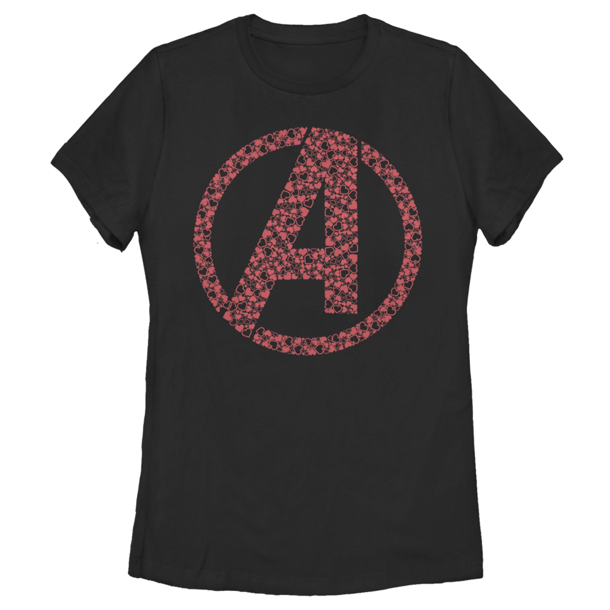 Women's Marvel Avengers Valentine's Small Hearts Logo Graphic Tee ...