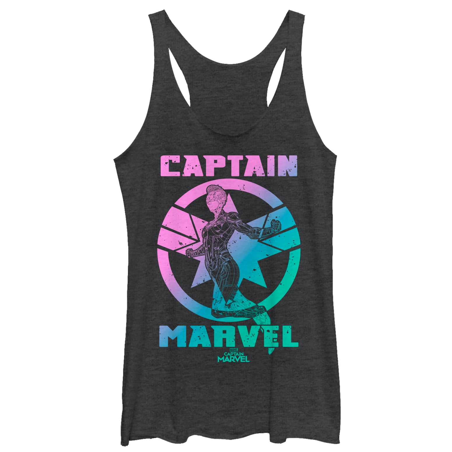 Women's Marvel Captain Marvel Kree Rainbow Racerback Tank Top Black ...