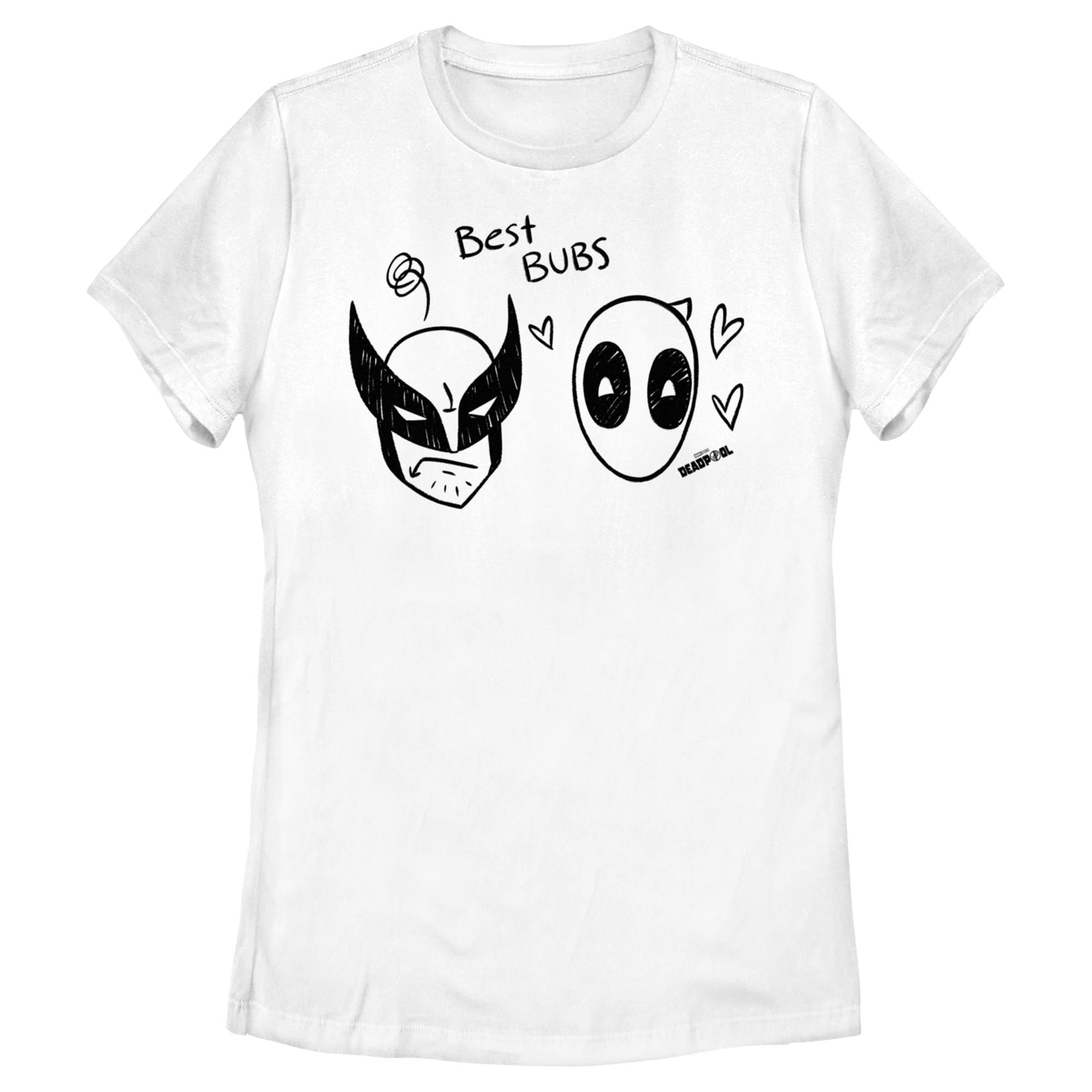 Women's Marvel: Deadpool & Wolverine Best Bubs Black and White Doodles ...