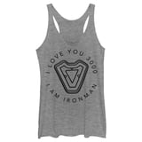 Women's Marvel I Am Iron Man Love 3000 Racerback Tank Top Gray Heather ...