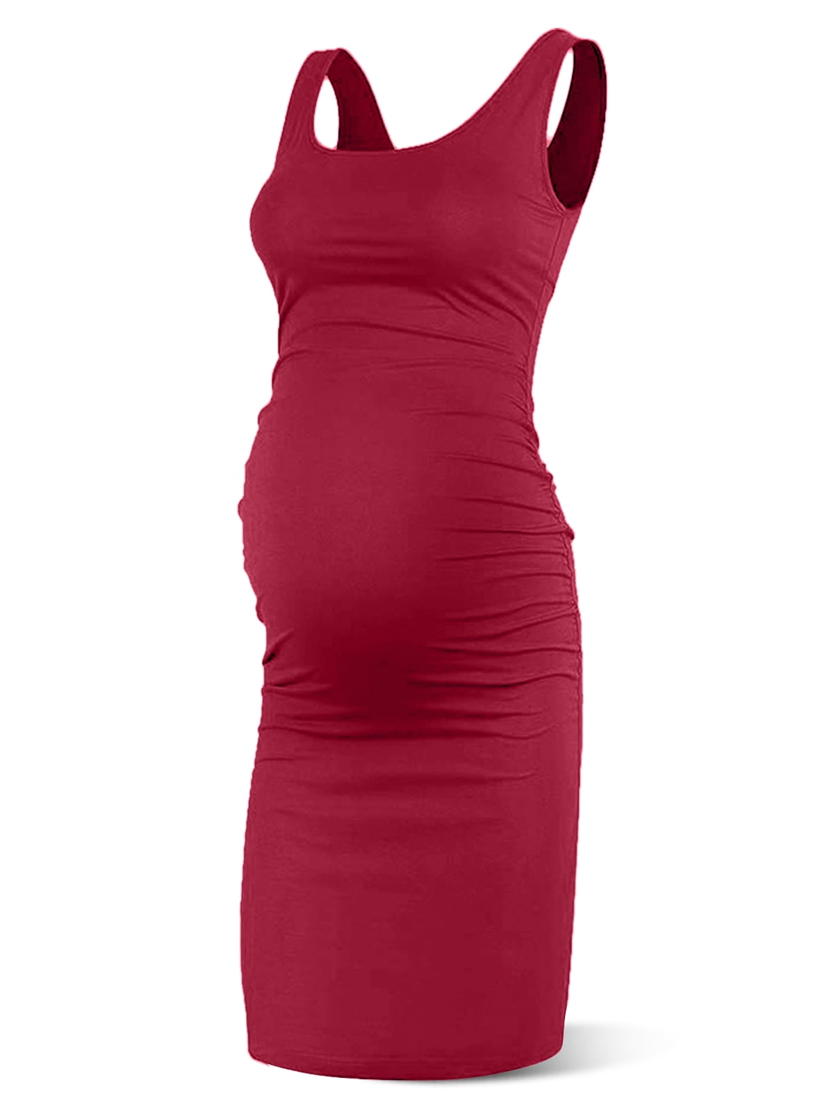 Women's Maternity Dresses Sleeveless Tank Side Ruching Bodycon ...