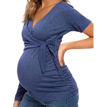 Time and Tru Women’s Maternity Long Sleeve T-Shirt with Tie Front ...