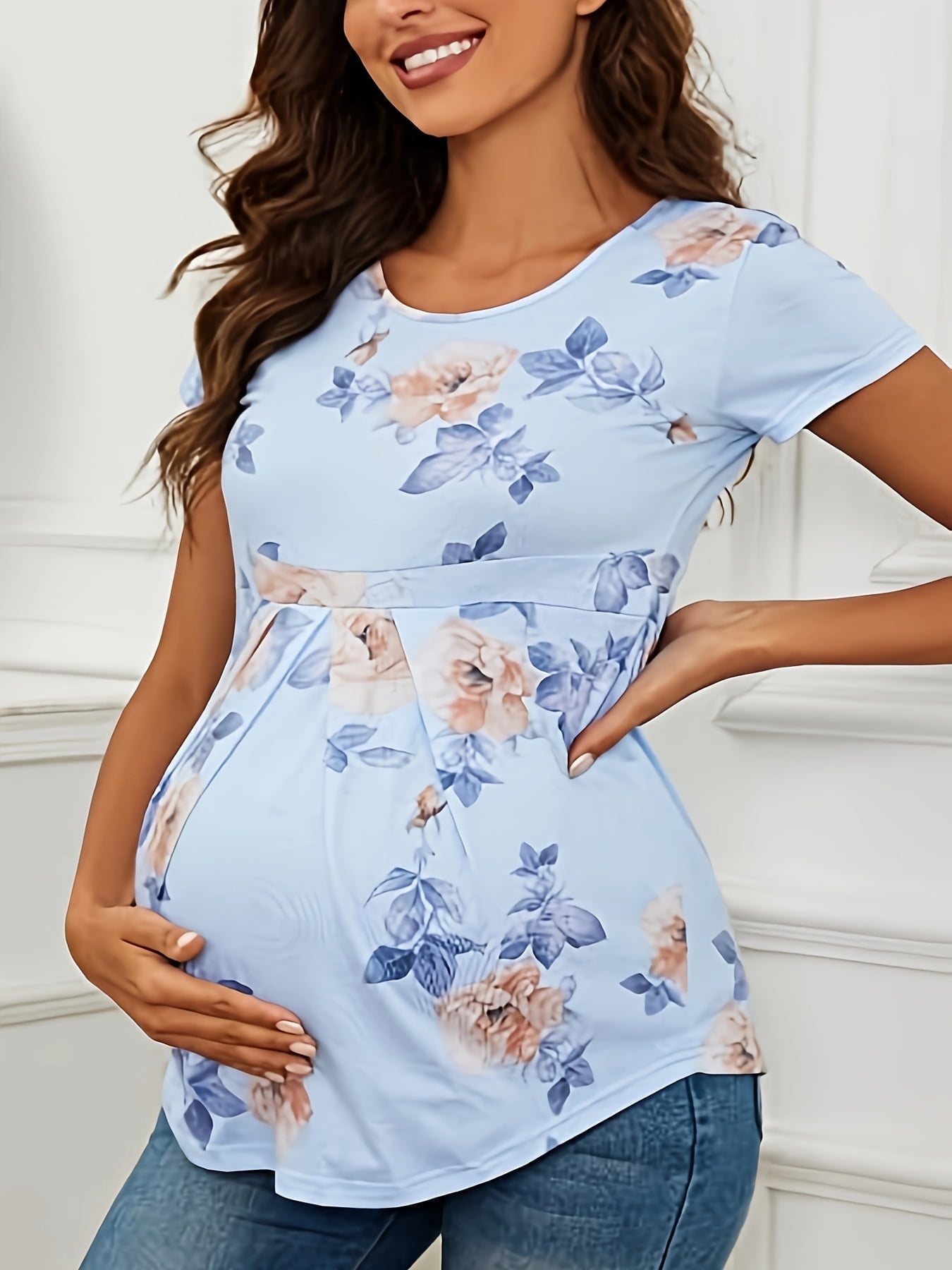 Yawrut Women's Fashionable Maternity Wear, Ruffled Pleated Elastic and ...