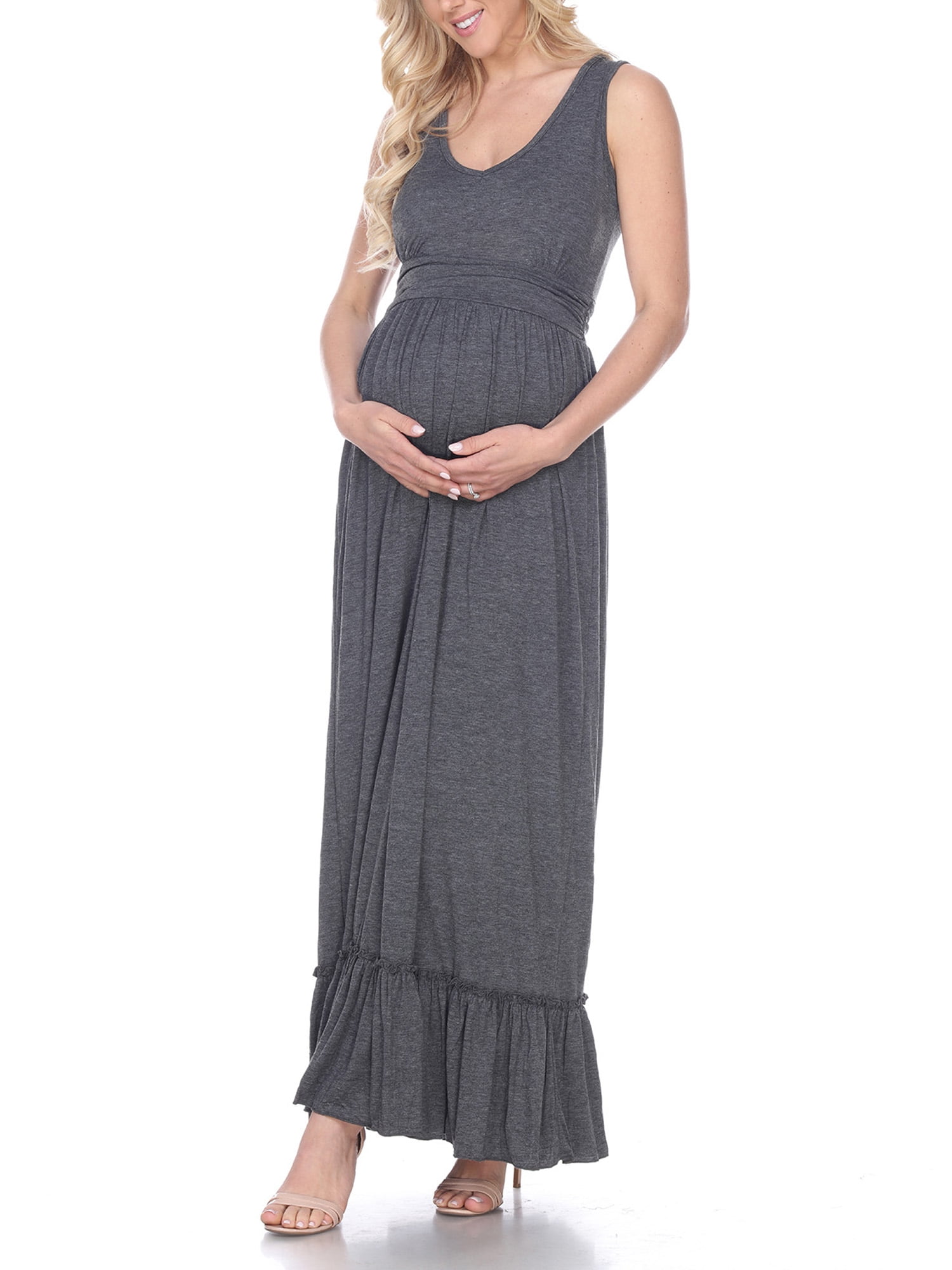 Women's Maternity V-Neck Maxi Dress - Walmart.com
