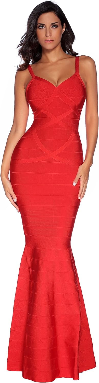 Women's Maxi Bandage Dress Fishtail Bodycon Formal Evening Dresses ...