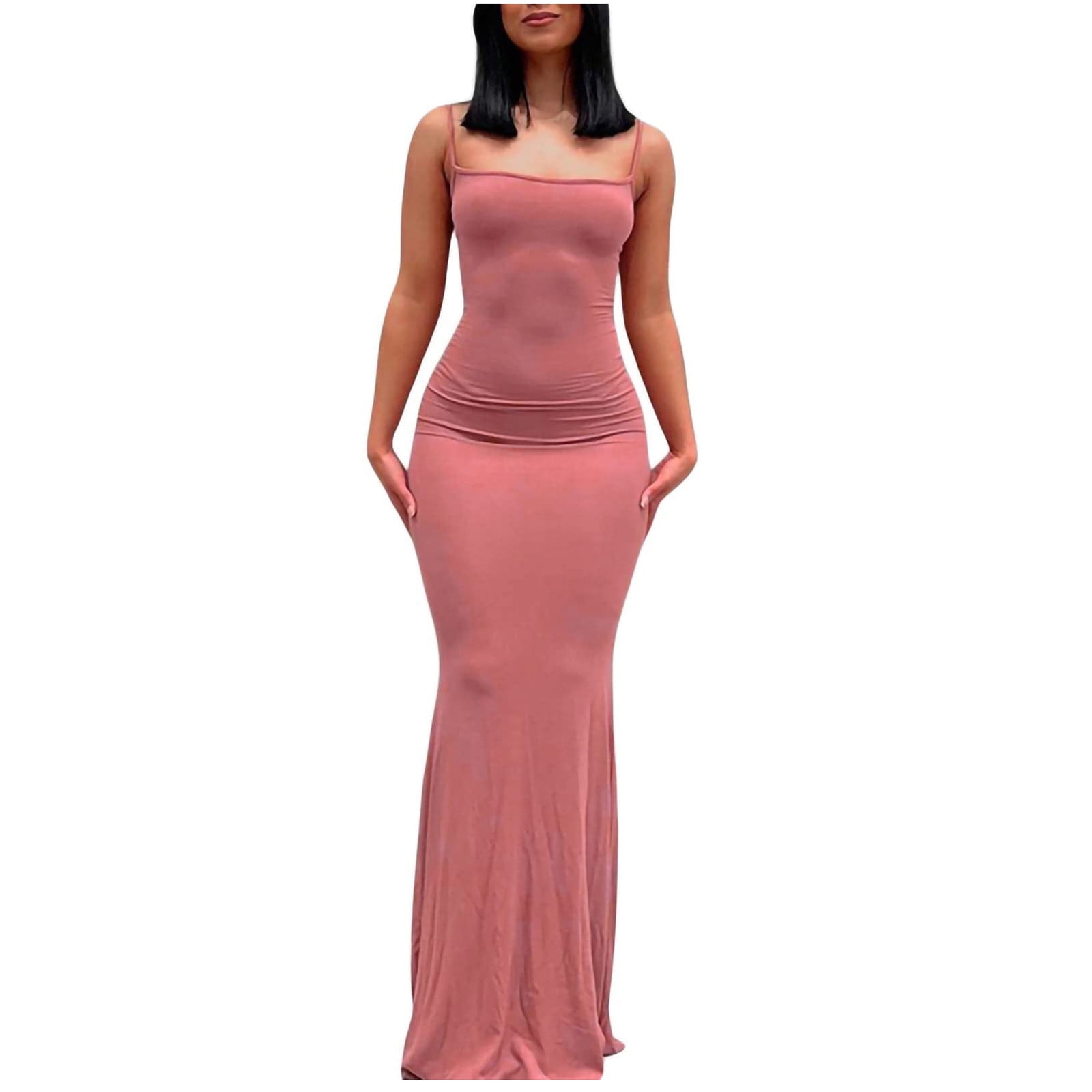 Women's Maxi Dress Clearance Slim Fit Spaghetti Strap Sleeveless Long ...