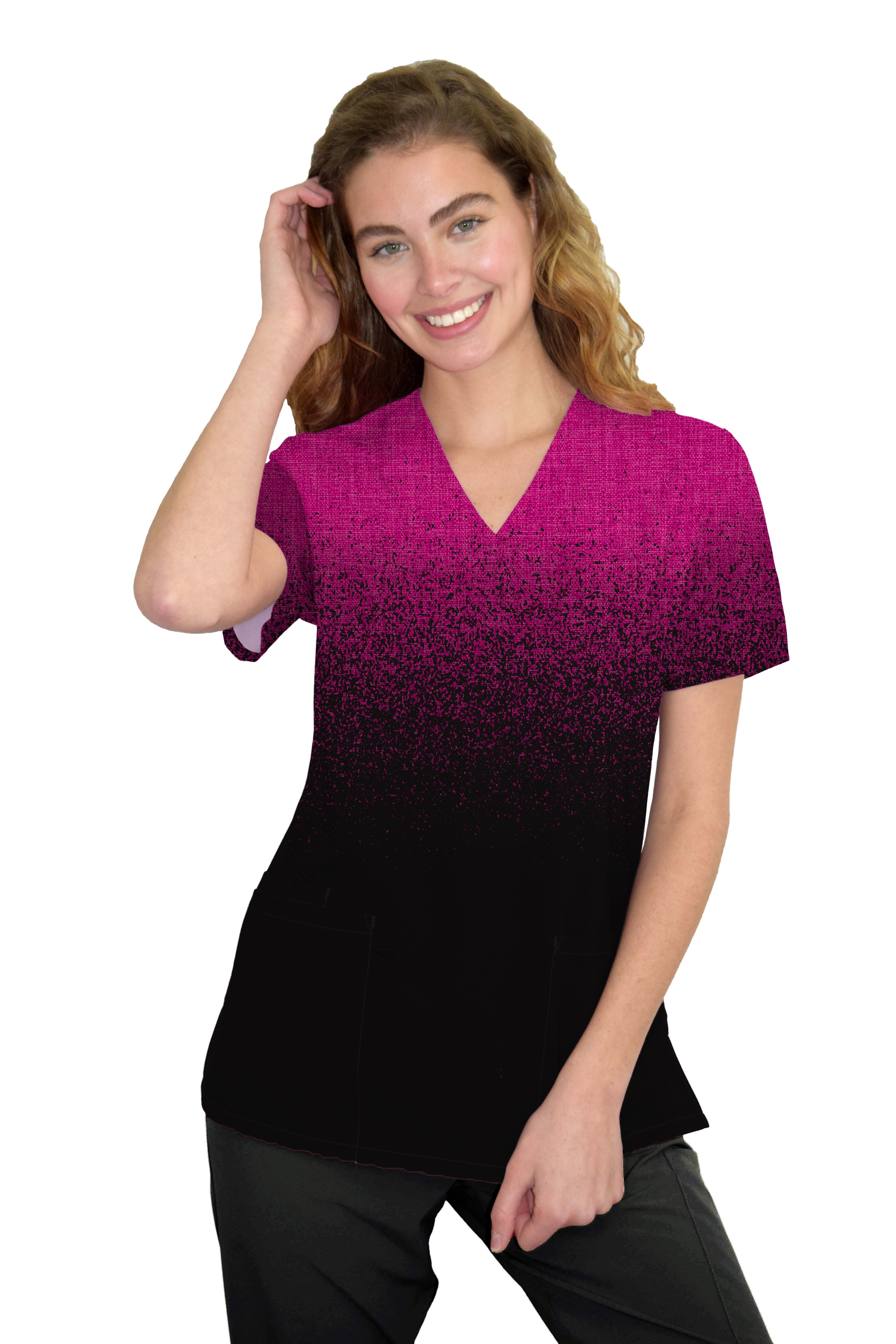 Women's Medical Nursing Ombre Scrub Uniform Print Top GT Performance ...
