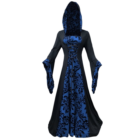 Women's Medieval Hooded Maxi Dress, Gothic Steampunk Dresses, Victorian ...