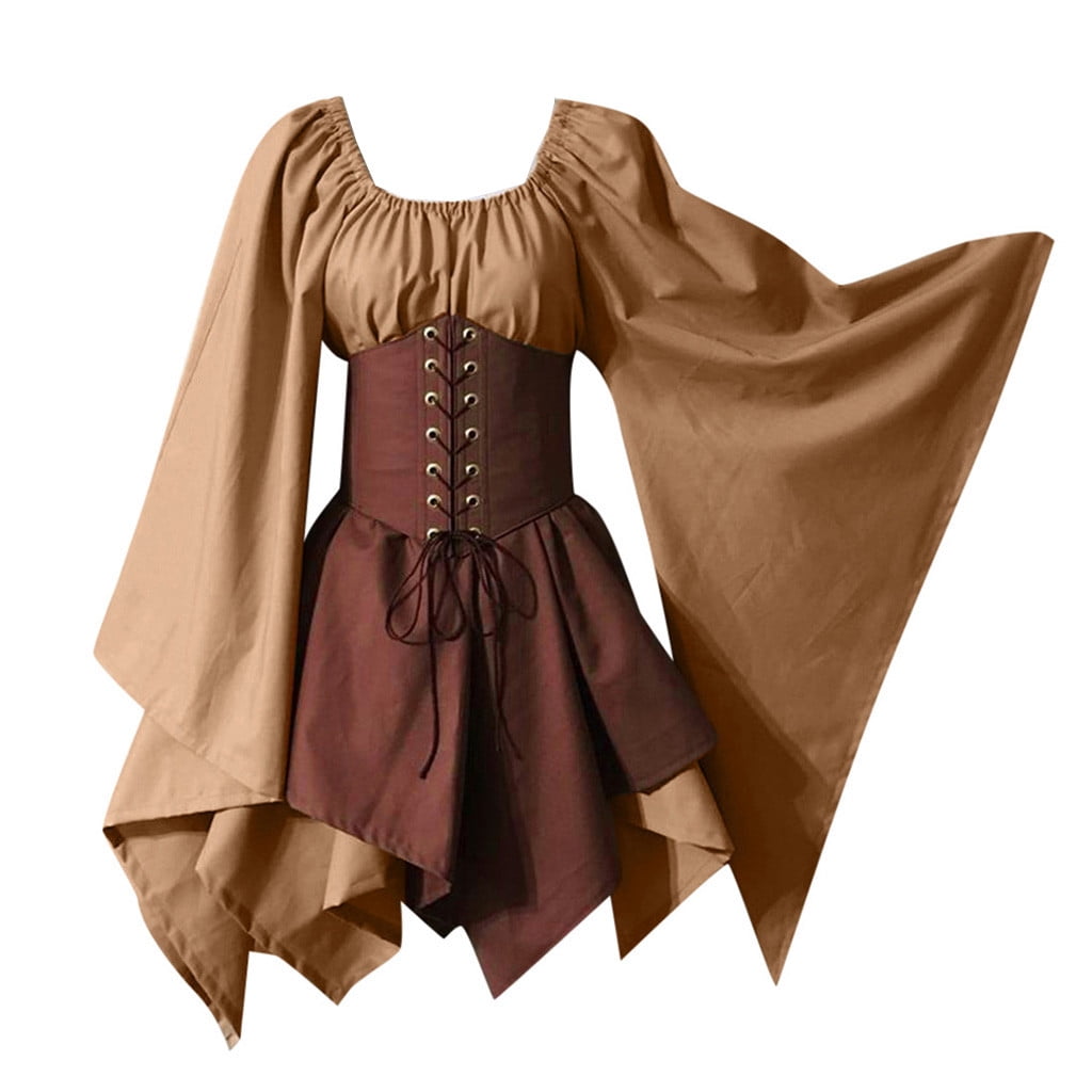 Women's Medieval Renaissance Costume Cosplay Over Dress Halloween ...