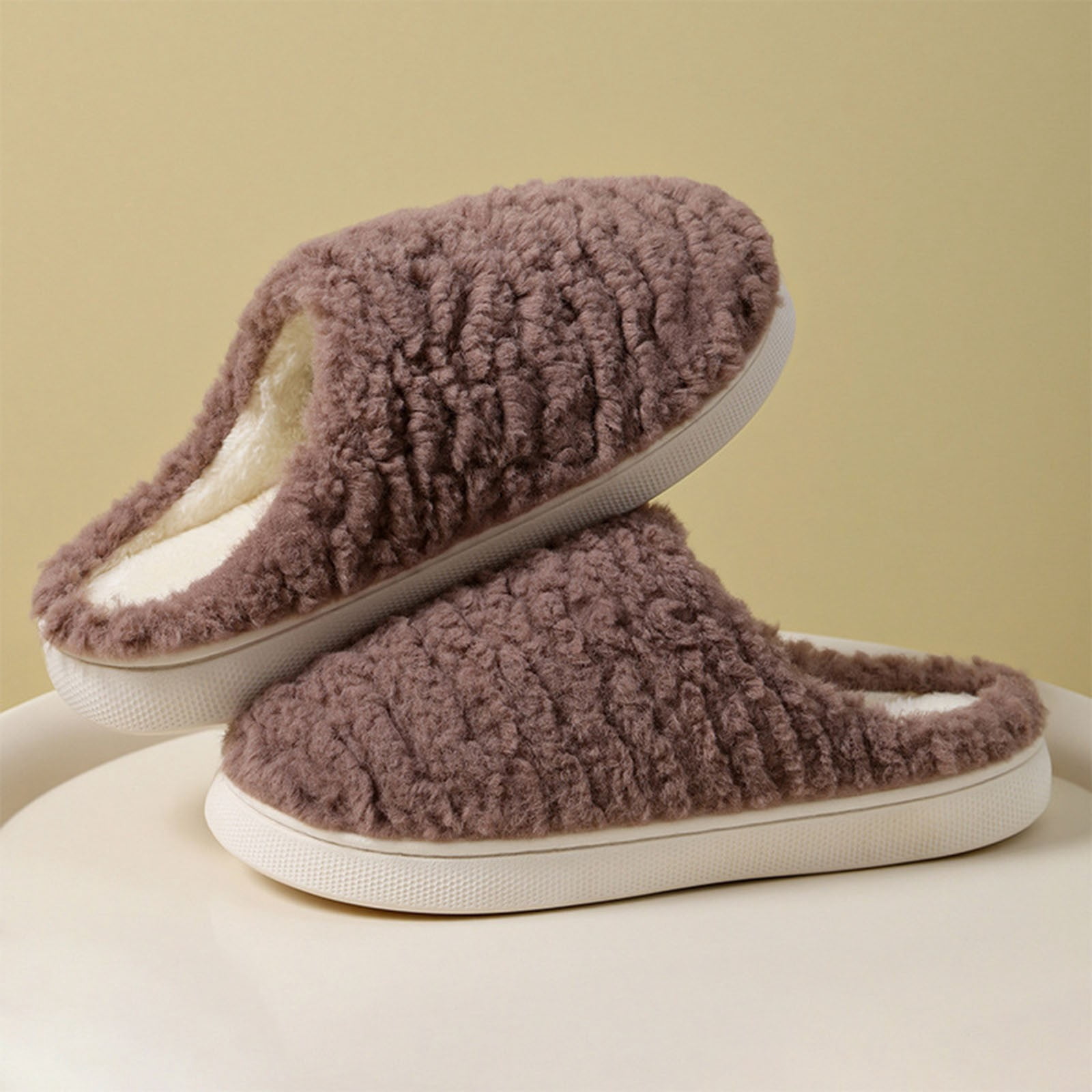 Women's Memory Foam House Slippers Arch Support Moccasin Wool-Like ...