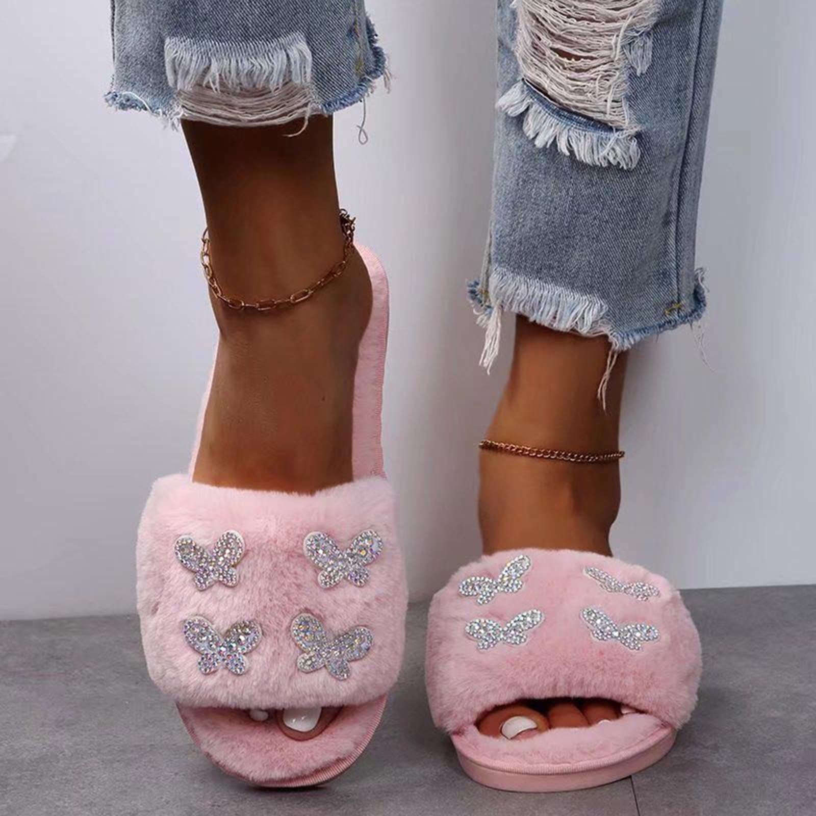 Women's Memory Foam House Slippers Cozy Flock Indoor Outdoor Non-Slip ...