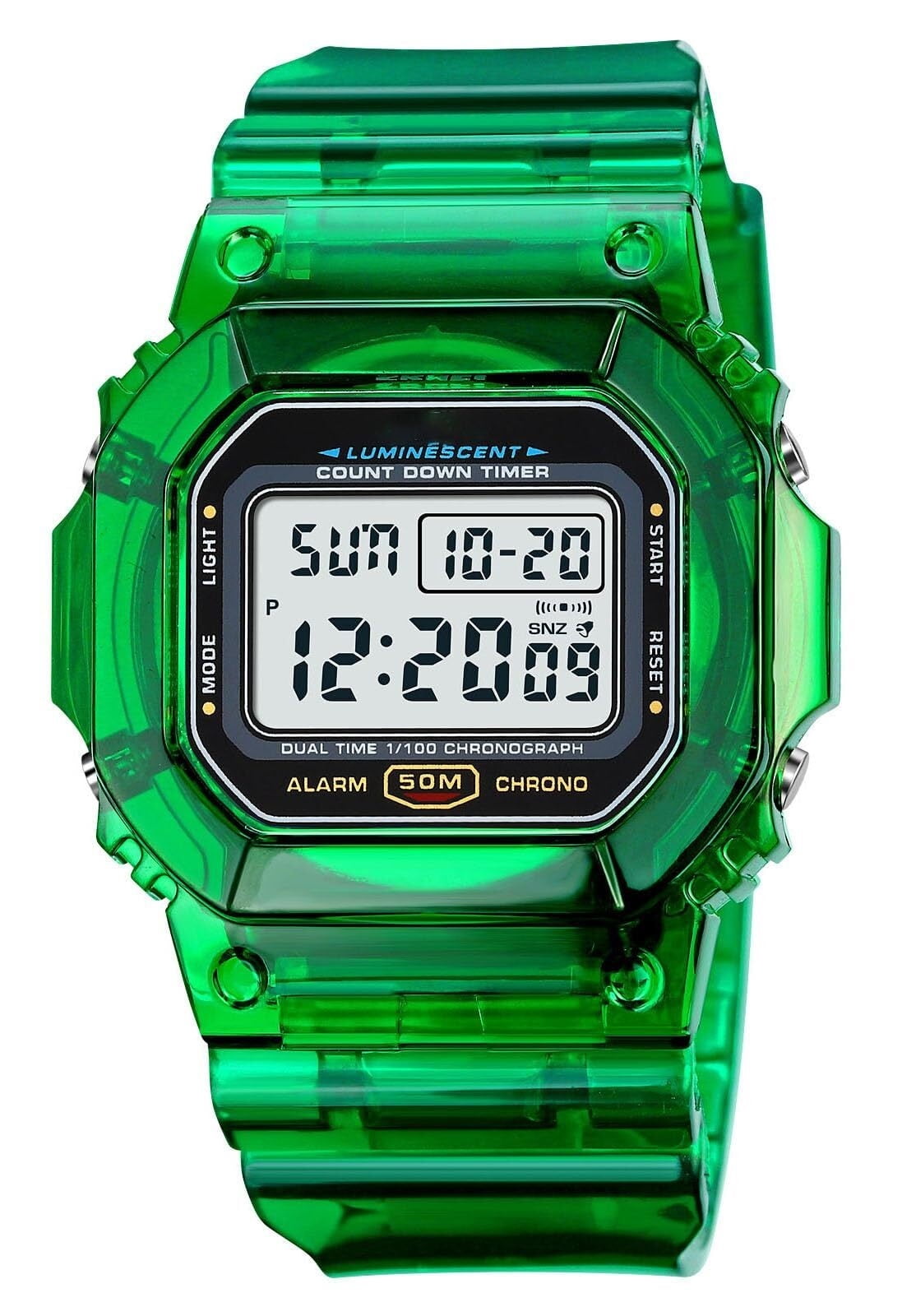 Women's Men Youth Square Full Transparent Digital Watch Chronograph ...
