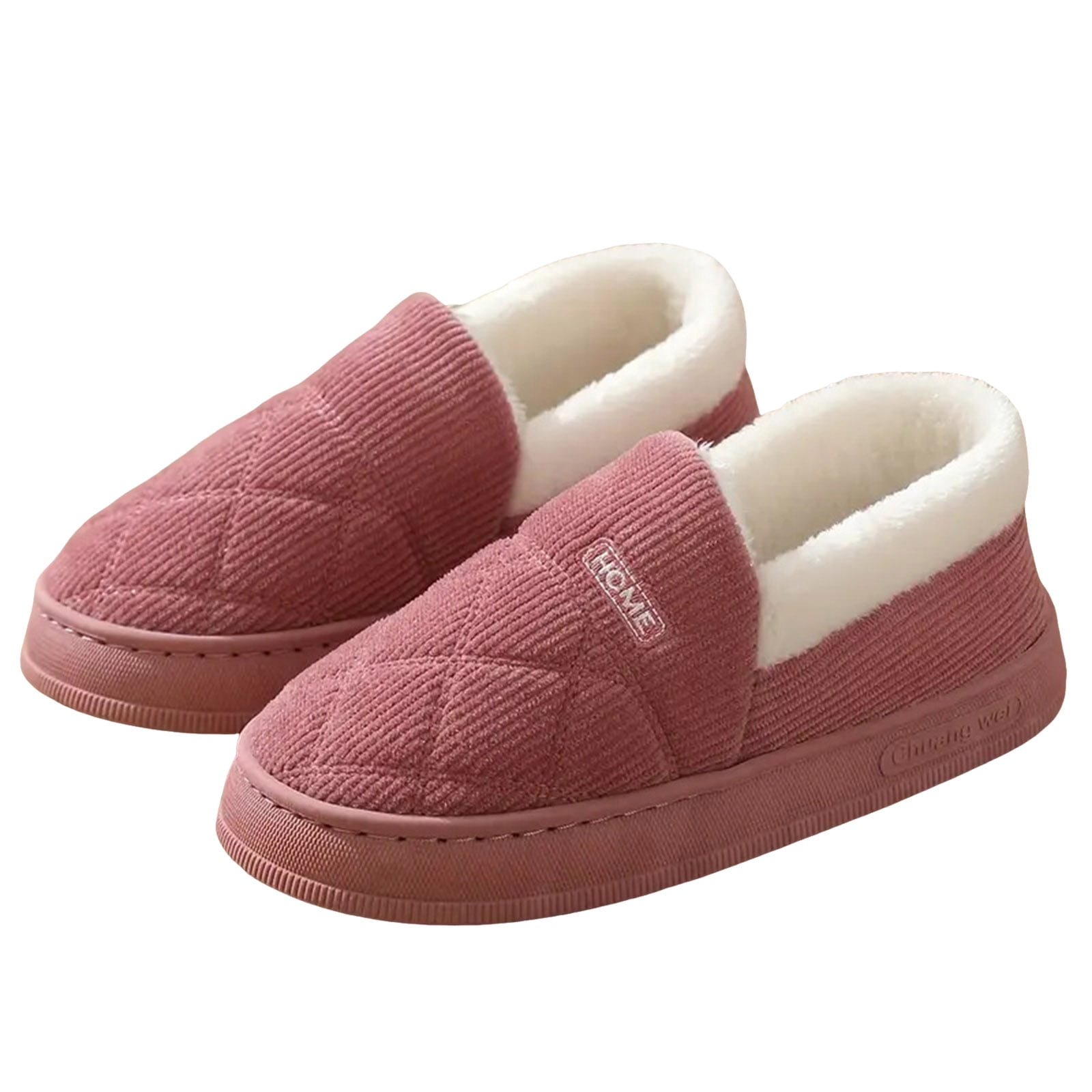 Women's Men's Fuzzy Slippers Memory Foam Moccasins Closed Back Plush ...