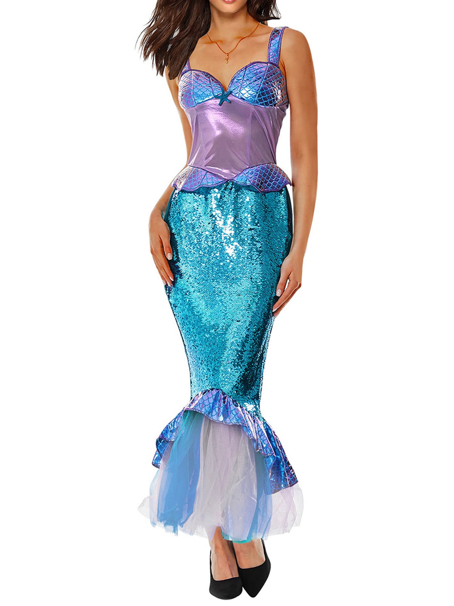 Women's Mermaid Party Costume Halloween Cosplay Fancy Dress Adults Tail ...