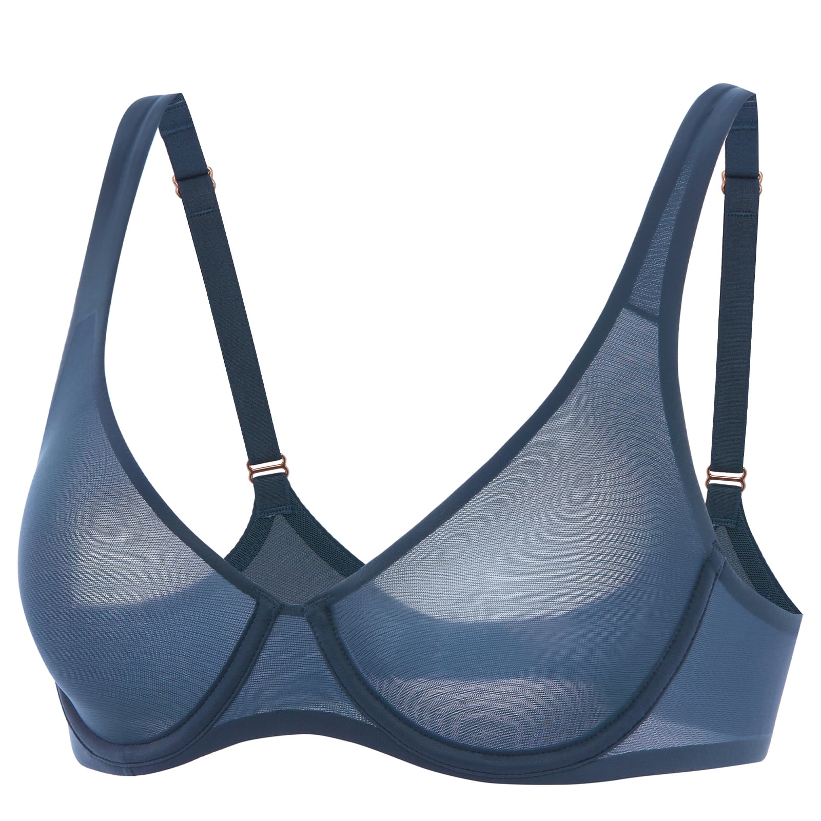 Women's Mesh Balconette Bra Sexy Demi Seamless Underwire Unlined Sheer ...