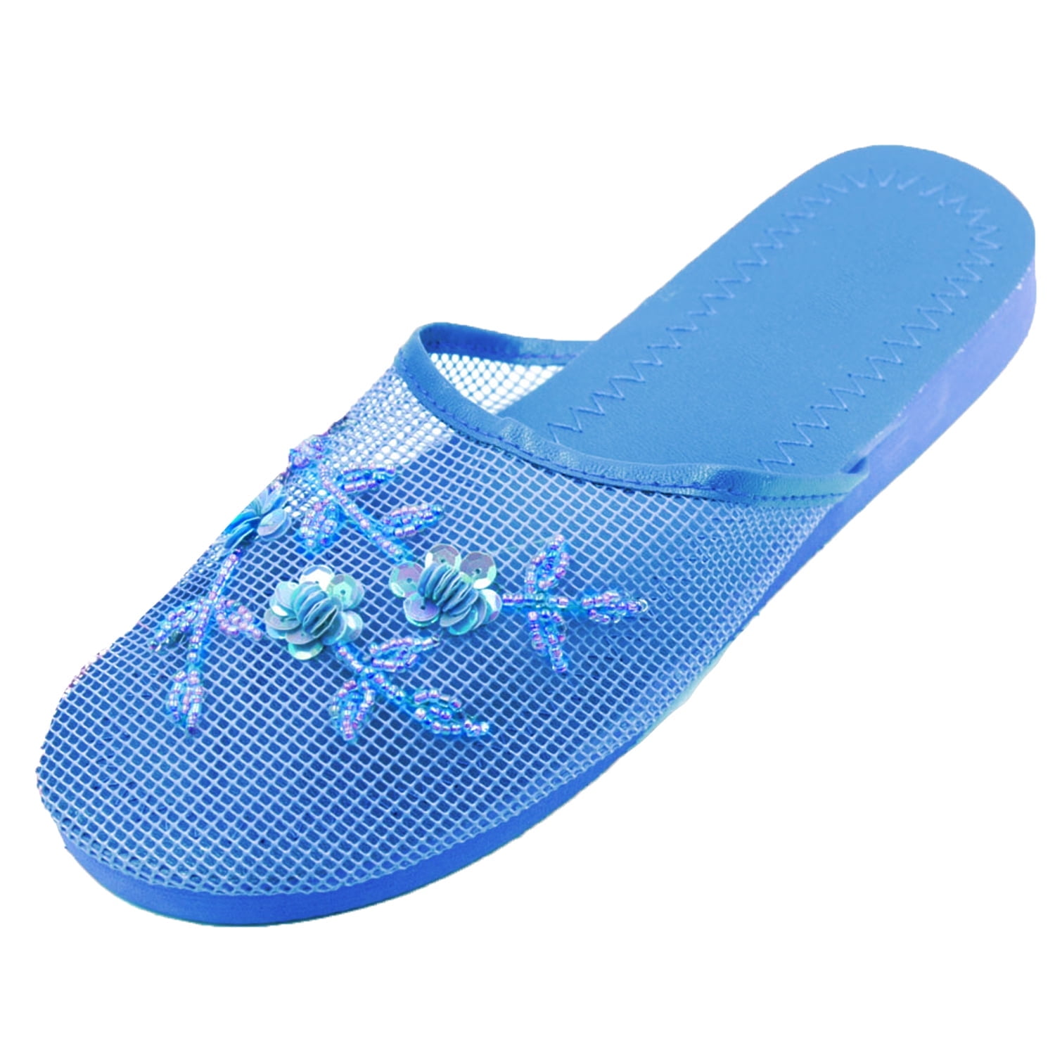 SNJ; Women's Sandals Mesh Sequin Floral Slide Slippers, Standard Multi ...