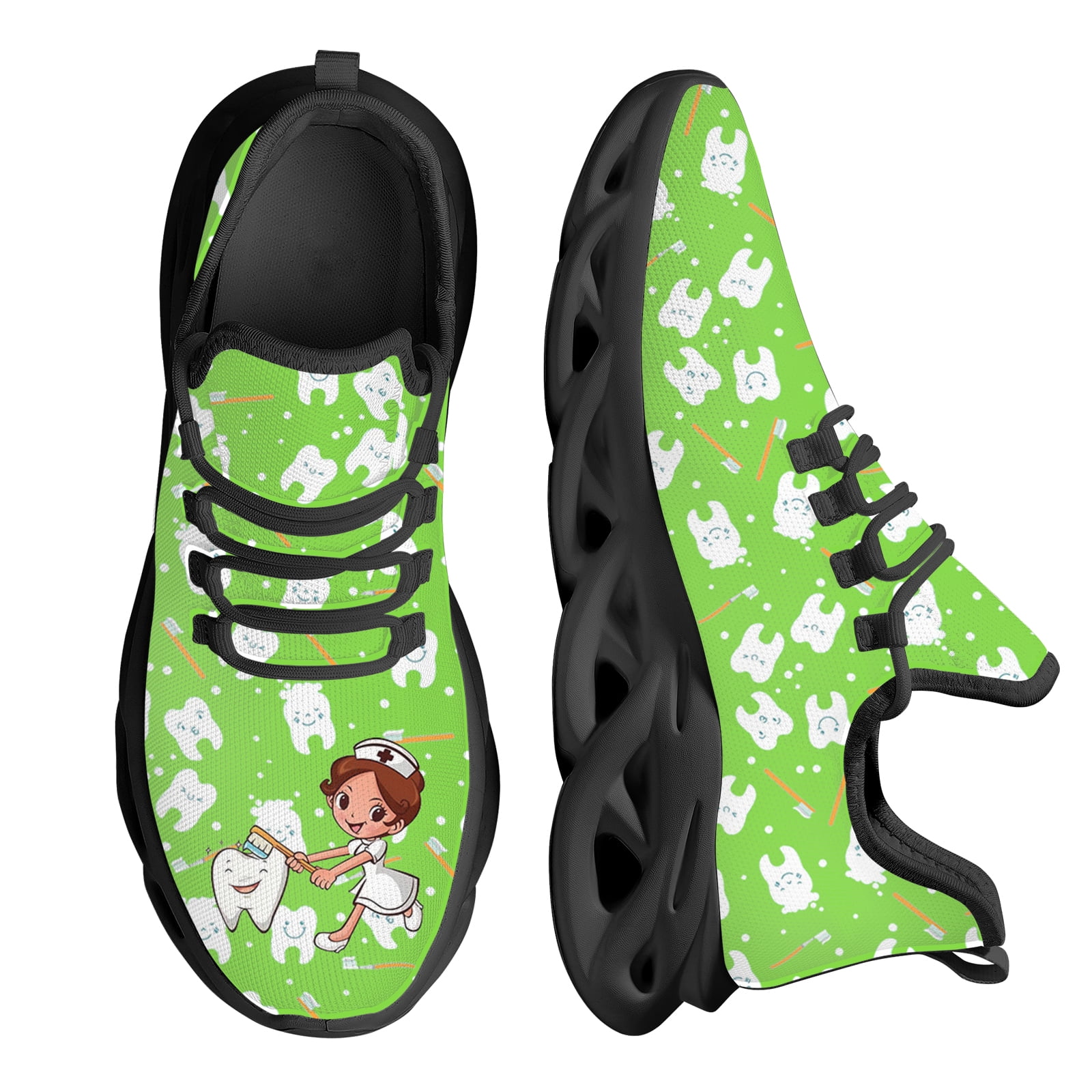 Women's Mesh Swing Sneakers Kawaii Nurse and Teeth Cartoon Platform ...