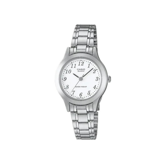 Casio Women’s Silver Stainless Steel Analog Watch with White Dial - LTP ...