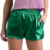 Women's Metallic Shorts Shiny Elastic Waist Rave Dance Pants ...