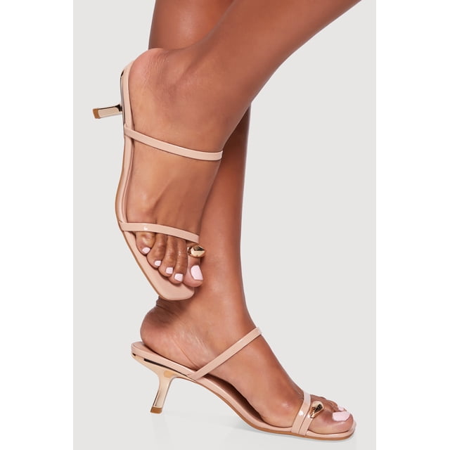 Women's Metallic Toe Loop Mid Heel Sandals - Walmart Business Supplies
