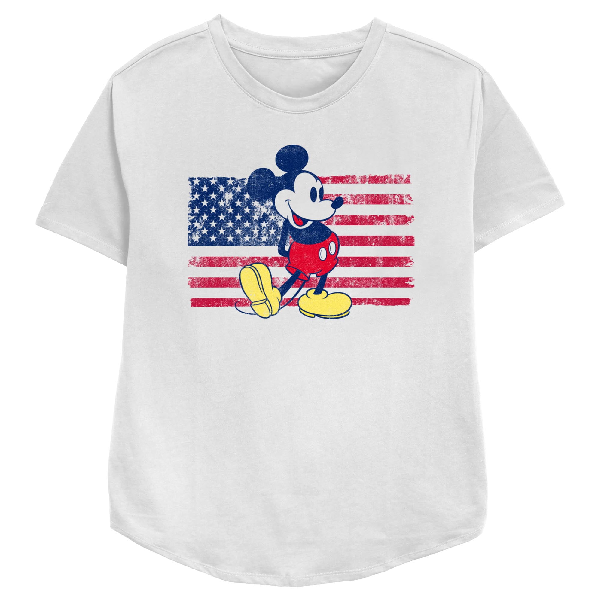 Women's Mickey & Friends American Flag Pose Distressed Graphic T-Shirt ...