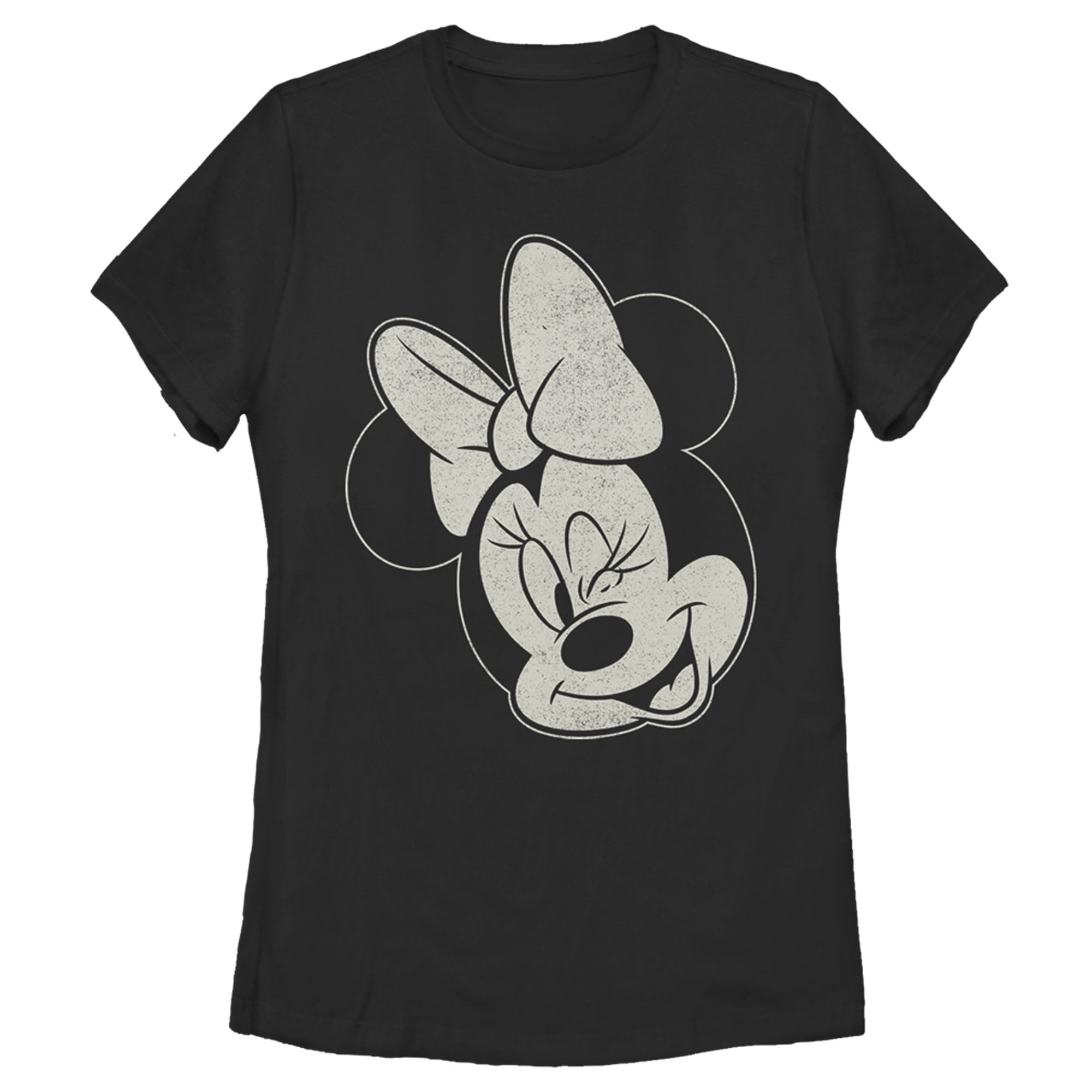Women's Mickey & Friends Distressed Minnie Wink Graphic Tee Black ...
