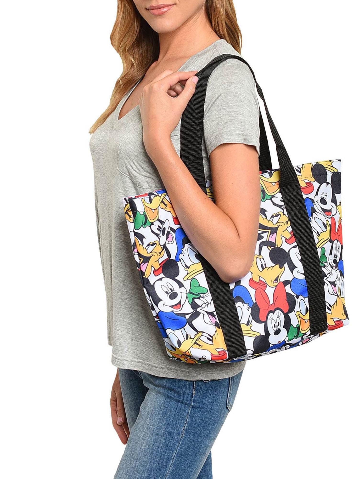 Disney Mickey Mouse Large Tote Bag Zippered for Women, Beach Handbag ...