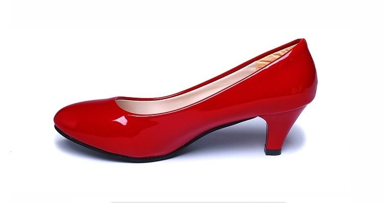 Women’s Mid Heel Pumps, Classic Round Toe Dress Shoes, Comfortable Cone ...