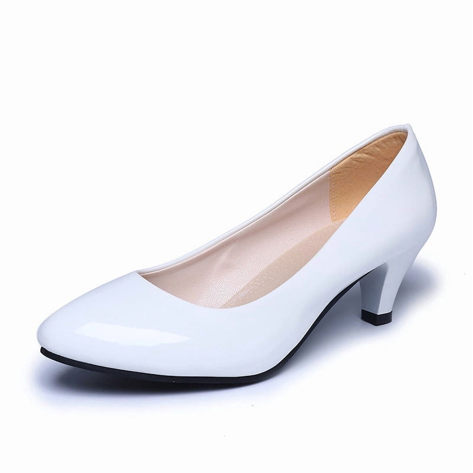 Women’s Mid Heel Pumps, Classic Round Toe Dress Shoes, Comfortable Cone ...