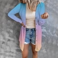 Women's Mid-Length Gradient Color Cardigan, Open Front Button Down Knit ...