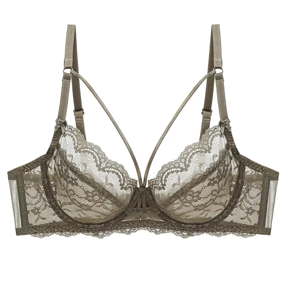 Women's Minimizer Bra Full Coverage Sheer Lace Bra Underwire Unlined ...