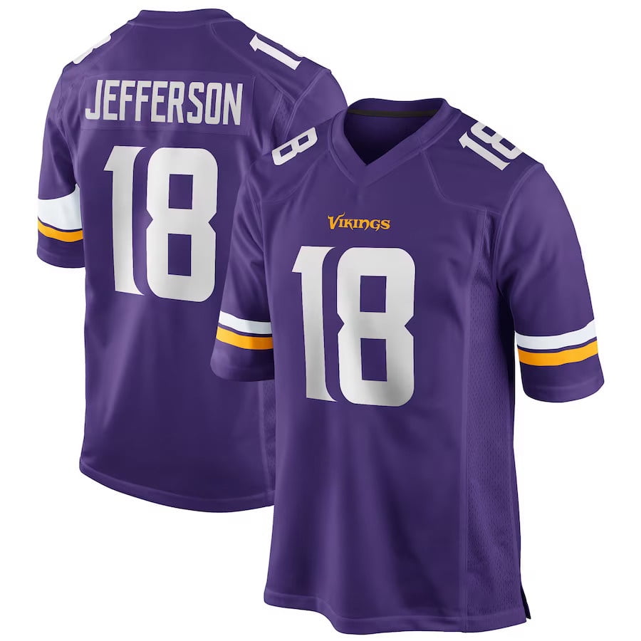 Women's Minnesota Jefferson 18 Purple Sports Player Game Stitched Name ...