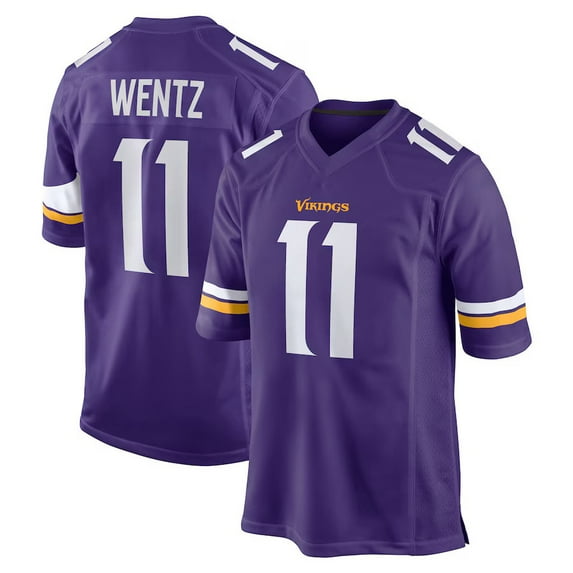 Women's Minnesota Wentz 11 Purple Sports Player Game Stitched Name ...
