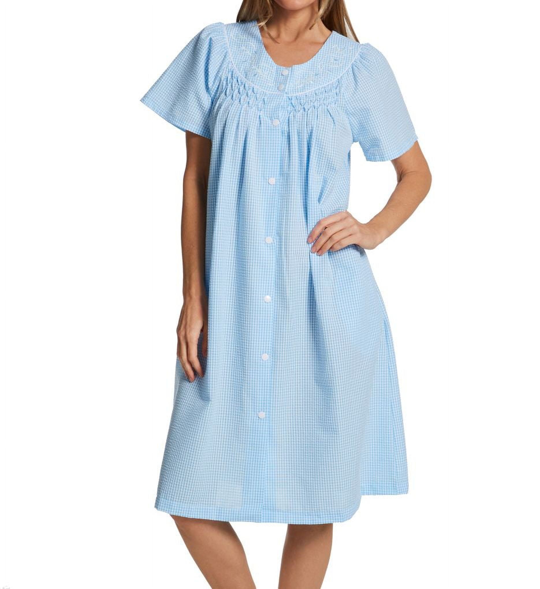 Women's Miss Elaine 857613 Seersucker Short Sleeve Short Snap Front ...