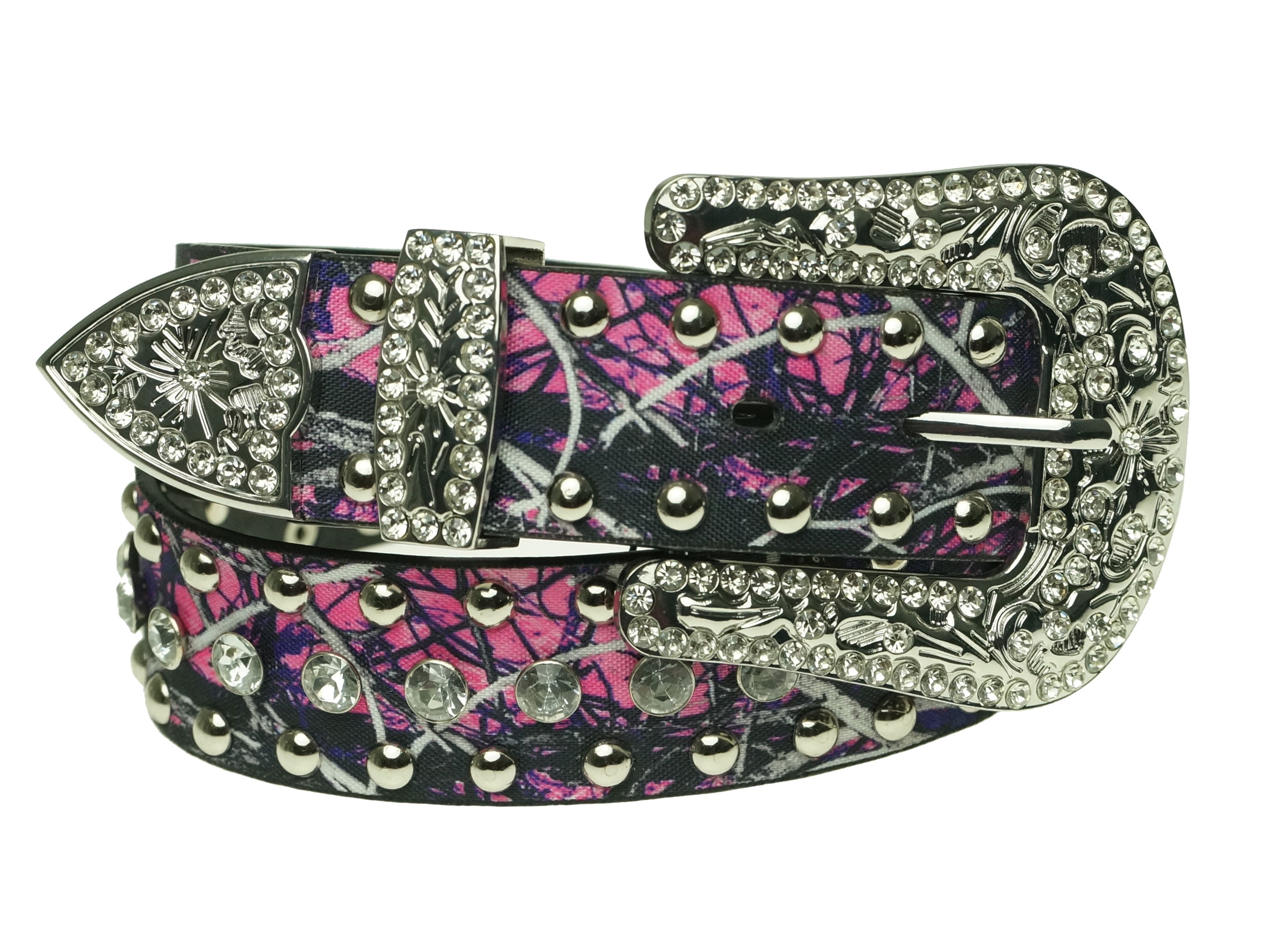 Kinsey Rhea Muddy Girl Camouflage Western Rhinestone Studded Belt Pink ...