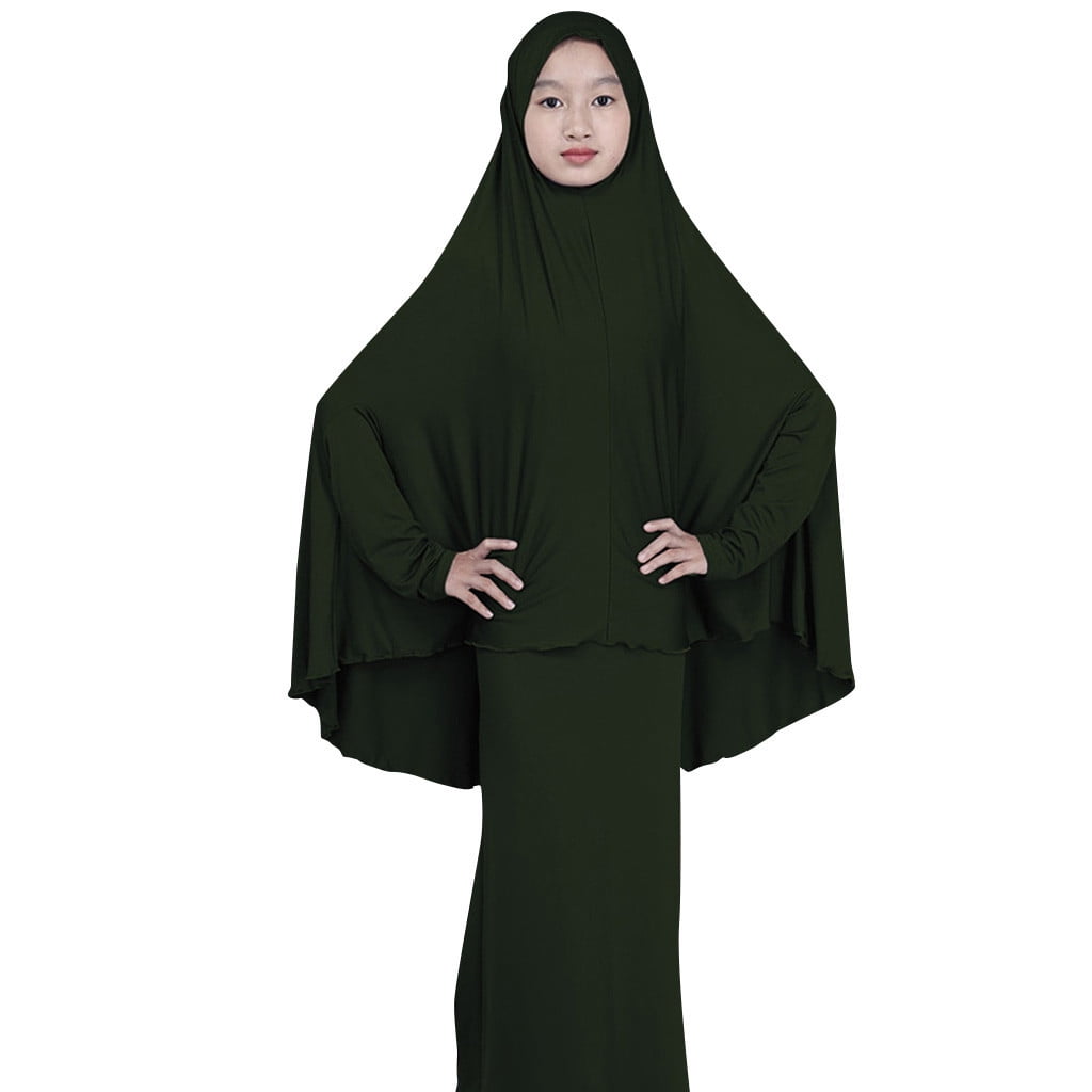 Women's Muslim Jilbab Two Piece Set Burka Cover Ups Dress with Hijab ...