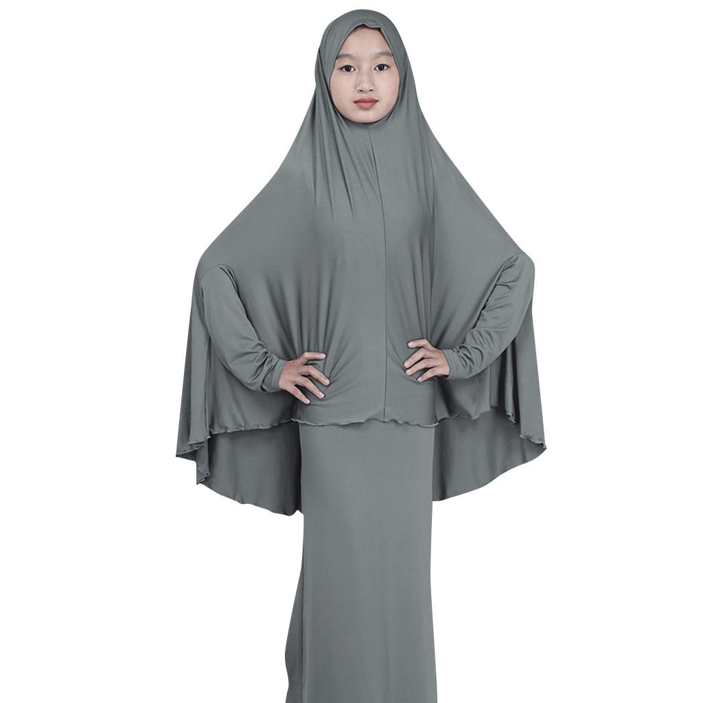 Women's Muslim Jilbab Two Piece Set Burka Cover Ups Dress with Hijab ...