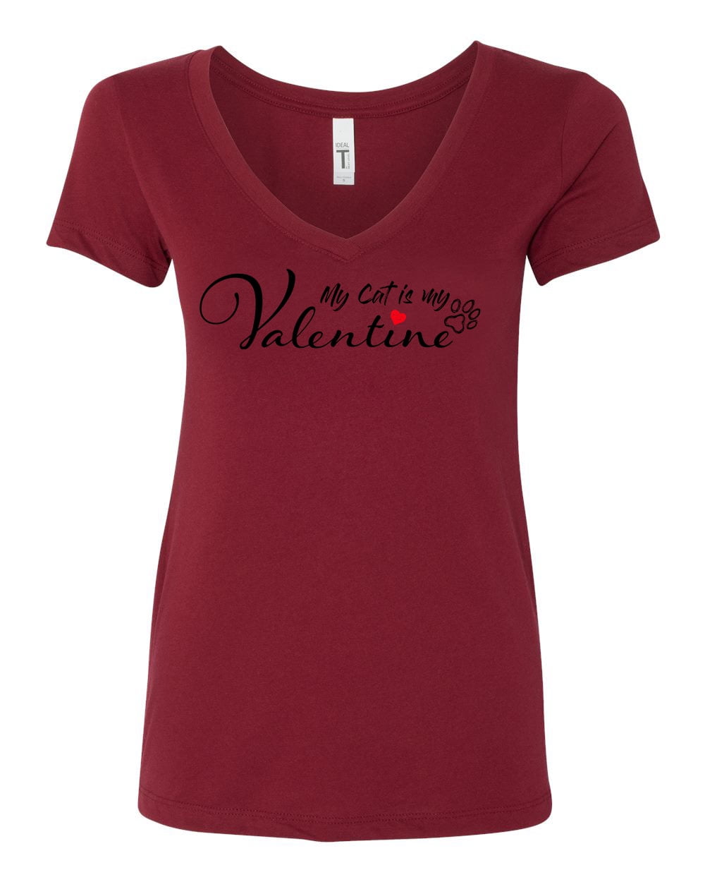 Women's My Cat is My Valentine Next Level Ladies V Neck Short Sleeve T ...