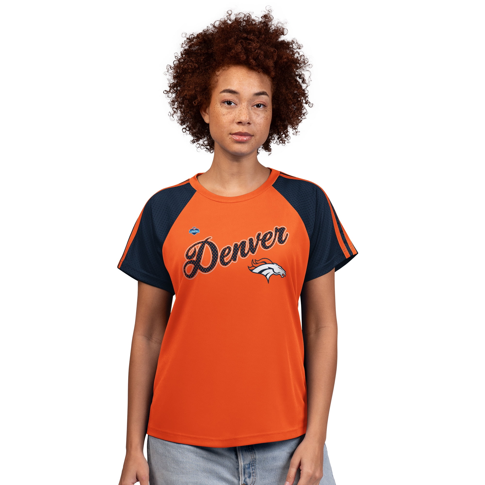 Women's NFL Combine Denver Broncos Mesh Raglan Sleeve White T-shirt ...