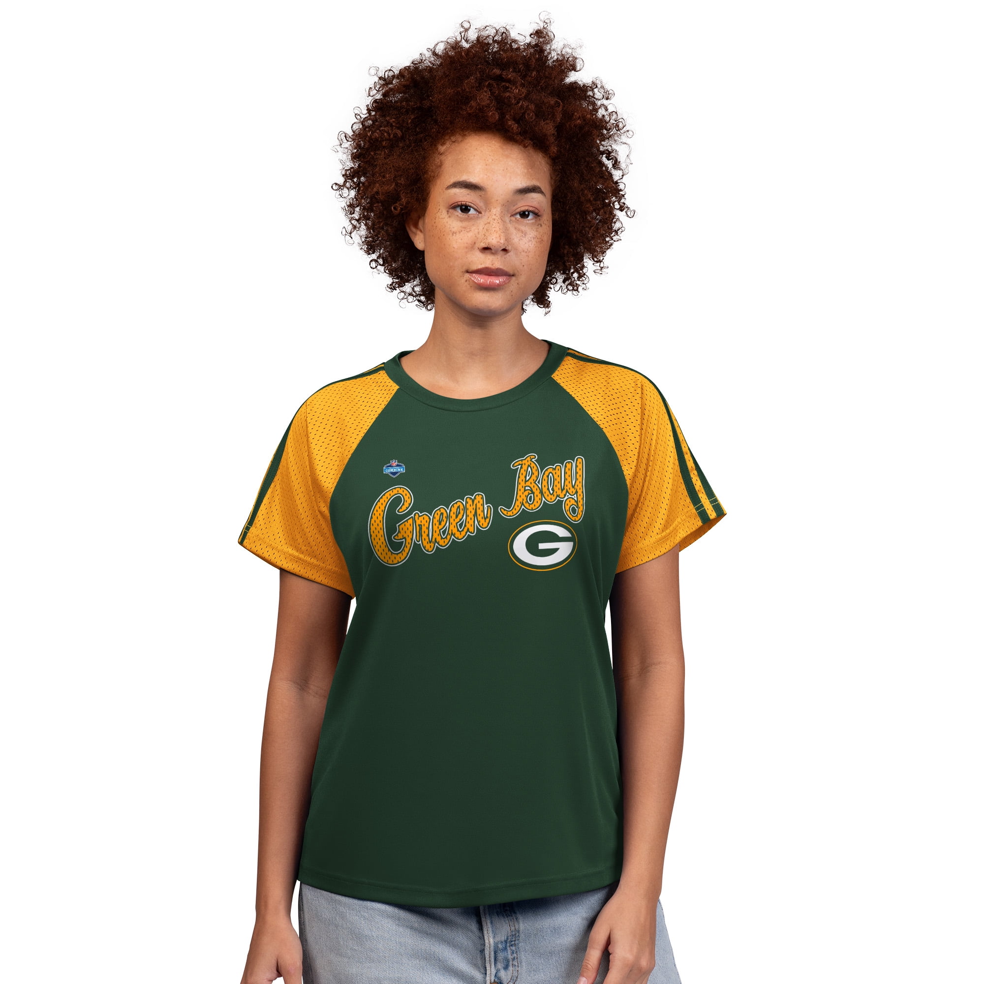 Women's NFL Combine Green Bay Packers Mesh Raglan Sleeve Loose Fit T ...